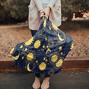 Car Seat Canopy Nursy Cover Zodiac Sign, Multi Use Breastfeeding Scarf for Infant Carseat Canopy Stroller Shopping Cart Highchair Boho Celestial Bodies Gold Sun Moon and Stars Ancient Pattern