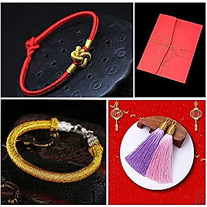 1mm Spool Gold Metallic Cord Tinsel String Jewelry Braided Thread, Total Length 109 Yards/ 328 Feet (Gold)