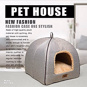 WINDRACING Cat Bed for Indoor Cats - Cat Cave Bed Cat House Cat Tent with Removable Washable Cushioned Pillow, Soft and Self Warming Kitten beds,Cat Beds & Furniture, Pet Bed