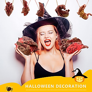 Cagemoga 10 Pieces Halloween Blood Body Parts Realistic Scary Fake Lung Liver Stomach Heart Brain Organs Props for Halloween Prank Props Haunted House Vampire Zombie Party Decorations