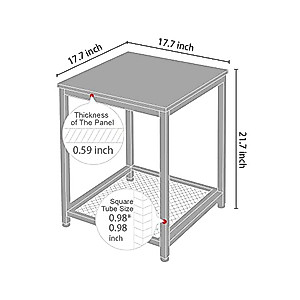 AZL1 Life Concept Industrial End 2-Tier Side Table with Storage Shelf Sturdy Easy Assembly Wood Look Accent Furniture with Metal Frame