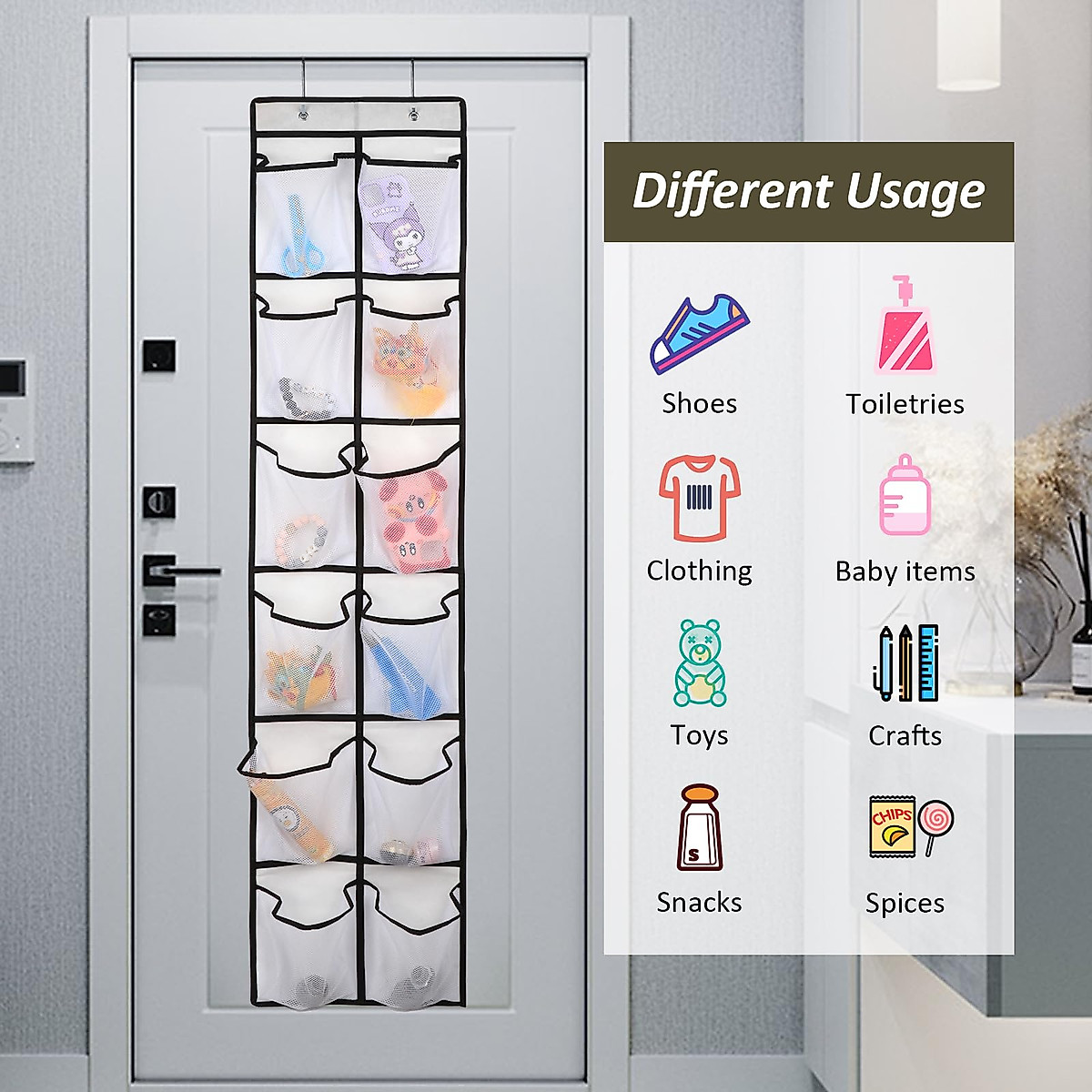 GOMAJI 2PK 12 Large Pockets Over Door Hanging Shoe Organizer