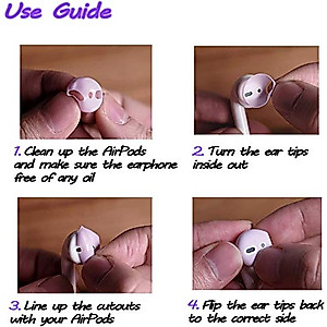 OneCut (Fit-in Case) 5 Pairs Silicon Tips Ear Skins and Covers Compatible with AirPods 1 & 2, Anti Slip Anti Scratch Soft Ear Tips for EarPods Headphones/Earphones/Earbuds(Black)