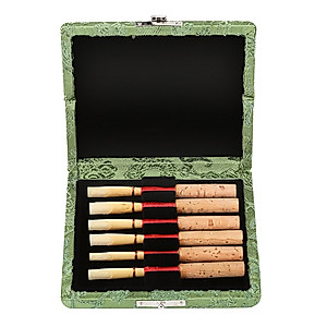 Oboe Reed Case,Protect Against Moisture Wooden + Silk Cloth Cover Reed Case Holder Storage Box for 6pcs Oboe Reeds Maple Wooden (Green)