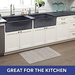 SoHome Ultra Thin Indoor Door Mat Kitchen Mat, Low Profile Stain Resistant Nonslip Design, Machine Washable, 24" x 35", Gray Gold