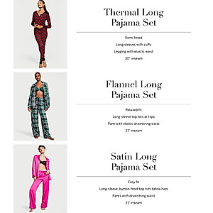 Victoria's Secret Flannel Long Pajama Set, PJ Set for Women, 2 Piece Lounge Set PJs, Flannel Pajamas, Women's Sleepwear, Pink (XL)