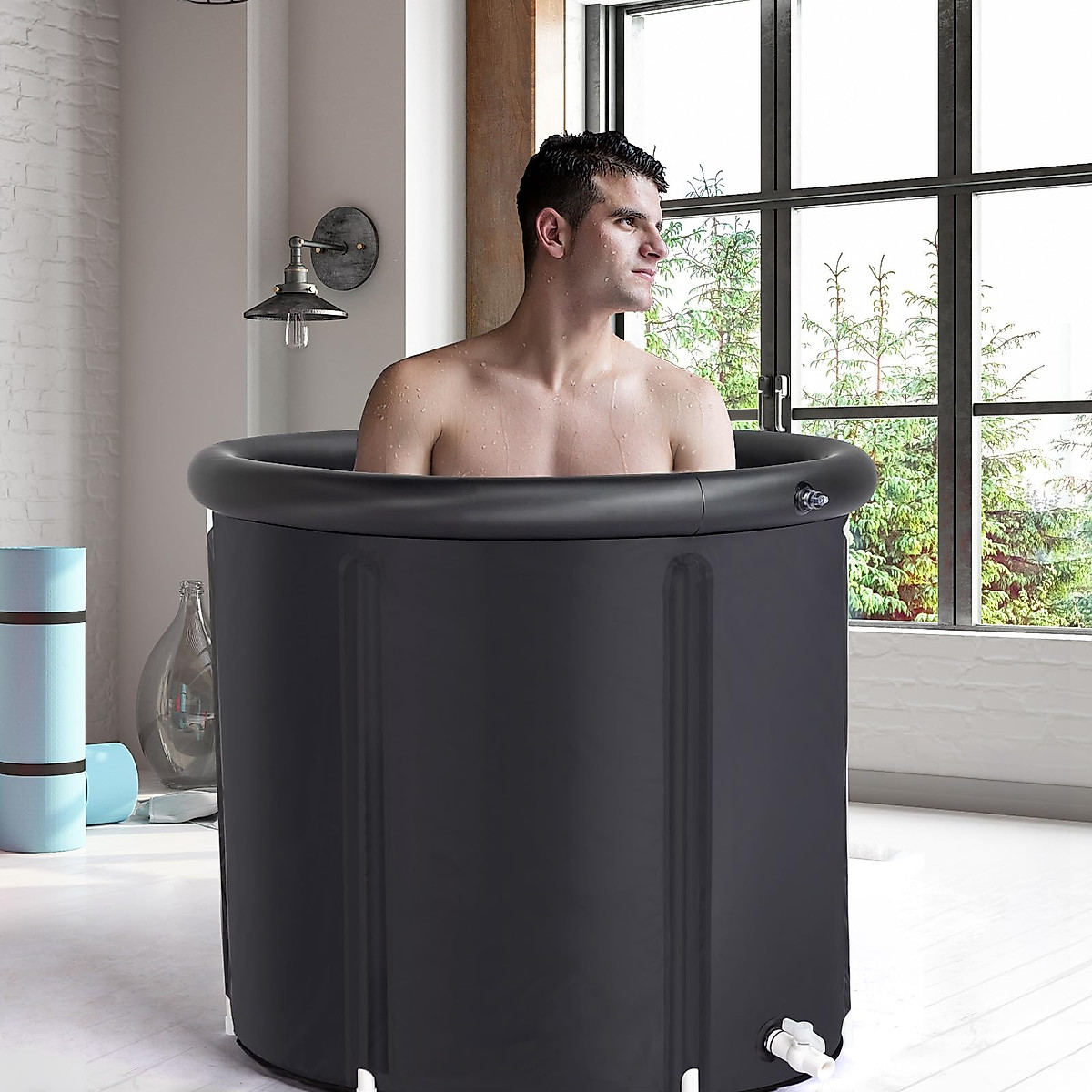 teeche Heavy Duty Ice Bath Tub for Athletes, 105 Gal Portable Cold Plunge Tub with Lid, Ideal for Recovery Therapy at Home, Gym, and Outdoor Use