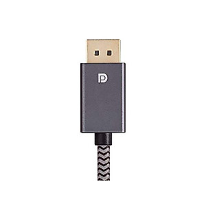 Monoprice DisplayPort 1.4 EasyPlug Nylon Braided Cable - 12 Feet - Gray | Up to 32.4 Gbps, 8K@60Hz, DPCP, HDCP, 3D Video, HBR3, DSC 1.2