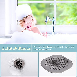 Shower Drain Hair Catcher, Durable Silicone Shower Drain Covers Hair Stopper with Suction Cup, Easy to Install Suit for Bathroom,Bathtub and Kitchen 3PACK (Black)