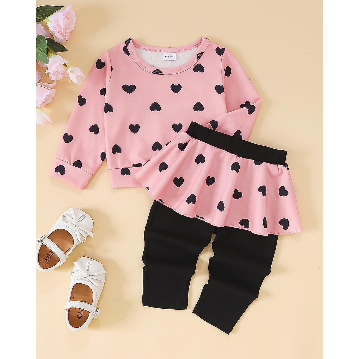 Mioglrie Baby Valentines Day Outfit Girl 2T-3T Girl Clothes Toddler Girl Clohing Pink Long Top Pant Set Fall Winter Outfits Little Girl Gift Baby Girl Stuff Toddler Clothes for 2-3 Years Old Girl