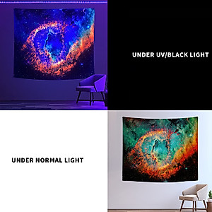 Psyhilar Black Light Posters for Adults and Teens, Outer Space Nebula Galaxy Backdrop UV Reactive Tapestry Blacklight Wall Hanging Universe (59 x 51 Inches)