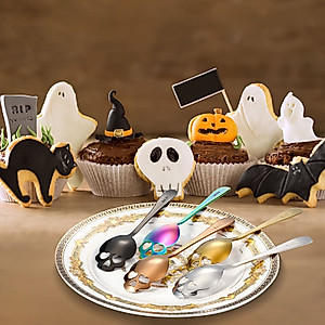 Skull Spoons Stainless Steel Coffee and Espresso Spoons for Tea, Milk, Sugar Stirring, Dessert, Cake (Mixed Color,5 Pieces)