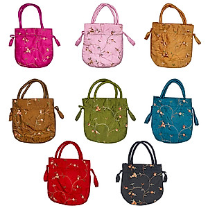 MIAO JIN 8 Pcs Large Silk Brocade Drawstring Jewelry Pouch Bag Retro embroidery Gift bag Hand Bags Pouch for Candy Wedding Party Presents Snacks & Jewelry