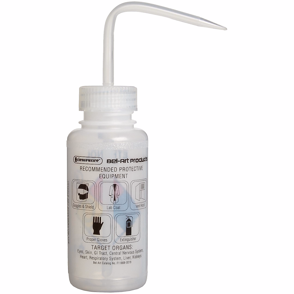 SP Bel-Art Right-to-Know Safety-Vented/Labeled 4-Color Ethanol Wide-Mouth Wash Bottles; 250ml (8oz), Polyethylene w/Natural Polypropylene Cap (Pack of 4) (F11808-0019)