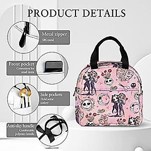 HINSUM-GLASNG The N-Before Christmas Insulated Lunch Bag Lunch Box Tote Bags For Women Adults Office School Picnic