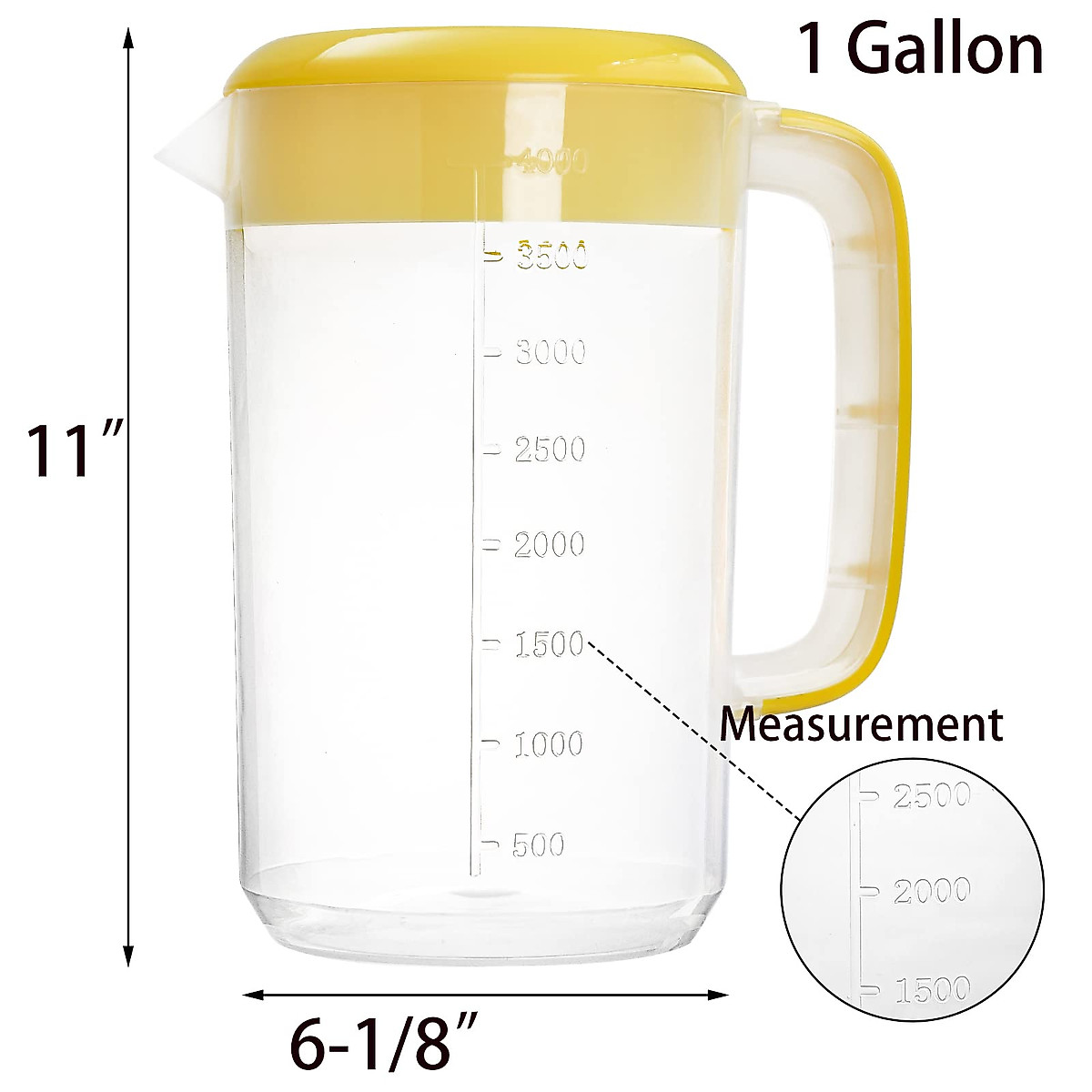 Jucoan 2 Pack 1 Gallon Plastic Straining Pitcher, Large Drink Pitcher Water Carafe Jug Clear Ice Tea Maker Beverage Pitcher with Strainer Cover, Handles, Measurements (Pink + Yellow)