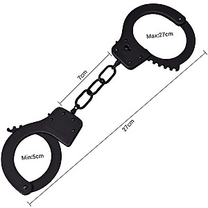 Bedsecret Handcuffs Double Lock Steel Police Edition Professional Grade Handcuffs,Hand Cuffs Cop with Keys（black）