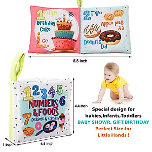 Baby Books Toys Gifts, Touch and Feel Cloth Crinkle Books for Babies,Infant Toddler Baby 0-3-6-12-18 Months,Early Learning Toys 6 to 12 Months 1-2 Years Old,Christmas Shower Gift for Boys Girls,8 PCS