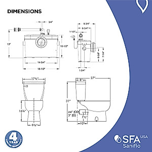 SANIFLO Saniaccess 3 + Toilet Bowl Elongated + Toilet Tank Bundle - Residential - White