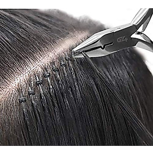 Professional Hair Extension & Beading Tool Kit Remove Plier Set for beads (4 Piece) I-Link Micro Ring Loop Needle Pulling Hook Threader Wire for Silicone Rings (Tea Pink)