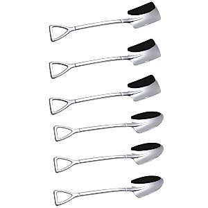 NMQLX Dessert Spoon Set, 6 Pcs 6" Shovel Shape Stainless Steel Spoons, Ice Cream Fruit Spoon for Home, Kitchen or Restaurant