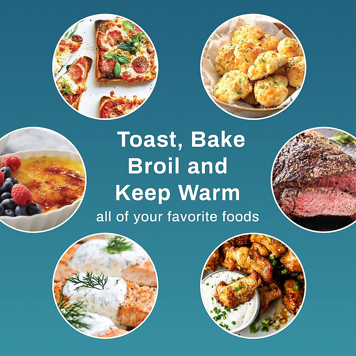 Elite Gourmet Americana by Elite ETO3300M Vintage 50’s Diner Retro Countertop Toaster oven, Bake, Broil, Toast, Fits 12” Pizza, Temperature Control & Adjustable 60-Minute Timer 1500W, 8-slice, Mint