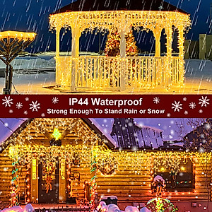 ZOFUNNY 378 LED Christmas Icicle Lights Decor Outdoor, 29.5 Ft 8 Modes 60 Drops Fairy String Curtain Lights Dripping Ice Cycle Lights Xmas Decor Indoor Home Eave Window Holiday Garden (Warm White)