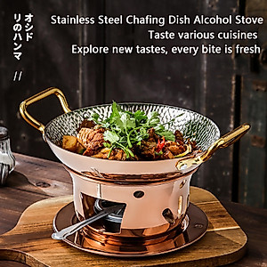 UGCER Chafing Dish Buffet Set, 304 Stainless Steel Round Buffet Warmers Pan for Parties, Events, Wedding, Camping, Dinner,Copper,20cm