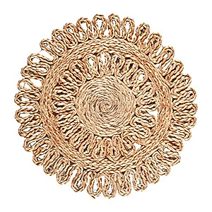 RIANGI 100% Jute Plate Mat Set 4 Reversible Natural 13x13 Inches Table Plate Mat Plate Chargers Rattan - Hand Made by Skilled Artisans - Table Settings for Dining Table Decor