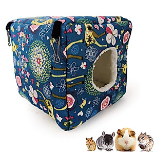 Oncpcare Cube Hamster Cotton Nest, Winter Warm Sugar Glider Bed House, Small Pet Plush Hanging Hammock for Birds Parrot Sugar Glider Ferrets Rat Hamster Squirrel Guinea Pig Chinchilla Marmosets Bunny