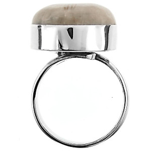 RingSize 7 Sand Dollar Fossil 925 Sterling Silver Adjustable Ring