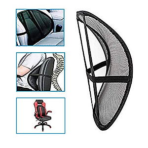 Lumbar Support Mesh Back Support Cushion for Car Seat, Office Chair, Gaming Chair (Black, 2 Pack)