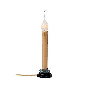 Creative Hobbies 7 Inch Electric Rustic Country Candle Lamp with On/Off Switch, 5 Foot Ivory Cord, Metal Base and 5W Silicone Bulb Included