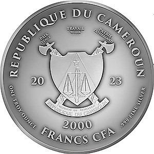 2023 DE California Gold Rush PowerCoin Anniversary 1 Oz Silver Coin 2000 Francs Cameroon 2023 Antique Finish