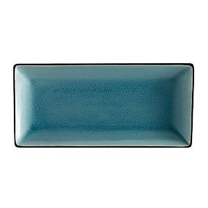 CAC China Japanese Style 11-1/2-Inch by 6-1/2-Inch Lake Water Blue Rectangular Platter, Box of 12