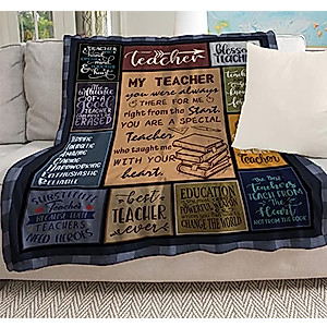 Muxuten Teacher Appreciation Gifts Blanket 60"x50", Teacher Gifts for Women, Best Gifts for Teachers, Teacher Birthday Gifts,Thank You Gift for Music/Math/Teacher,Retirement Teacher Gifts,Teachers Day