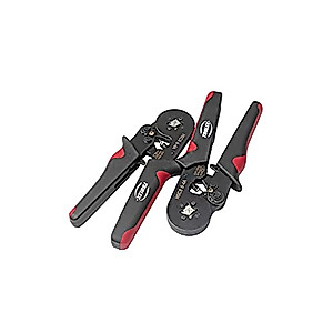 N/C Toolex Ferrule Crimping Tool Kit Self Adjusting Ratchet Crimper Pliers with 1800 pcs AWG 23-7 Terminal Connectors for Wiring Project Black,Red