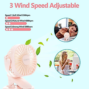 Handheld Fan, Portable Mini Fan in 5 Speeds Adjustable, Personal Fan Digital Display, USB Rechargable Small Fan with Base for Indoor Office Outdoor Home Travel (Blue)