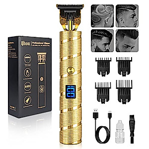 Qhou Hair Trimmer, Upgraded T Outline Clippers for Men, Cordless Electric Hair Trimmer Hair Cutting Kit with Hair Clippers Cordless Rechargeable Hair Cutter Shaving with LED Display