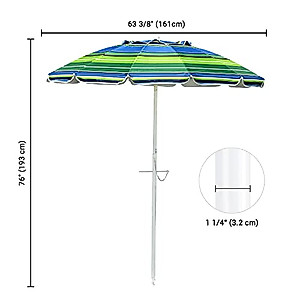 Yescom 6 Ft Striped Outdoor Beach Umbrella UV Protection Sunshade Tilt Sand Anchor Backyard Camp Trip Parasol