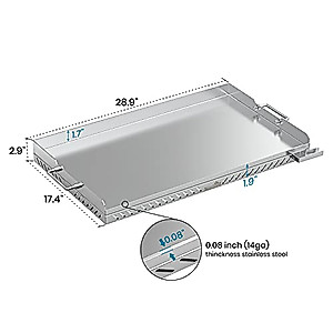 Stanbroil Stainless Steel Flat Top Gas Grill Griddle for Blackstone 2 Burner Propane Fueled Grill Front Grease Management System - 28 Inches
