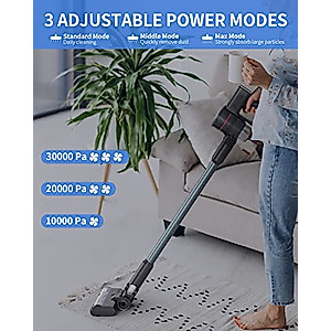 Redkey Cordless Vacuum Cleaner, 30Kpa Stick Vacuum, 350W Brushless Motor, Max 60mins Runtime, 8 in 1 Vacuum Cleaners with 2600mAh Detachable Battery, LED Display P9 for Pet Hair Carpet Hard Floor