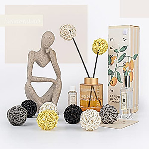 Framendino, 24 Pack 2 Inch Wicker Rattan Balls Decorative for Home Decor DIY Vase Bowl Filler Black Grey Yellow White