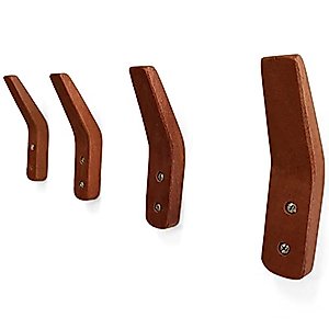 WRIGHTMART Wood Wall Coat Hook, Set of 4, Heavy Duty Hanger, Handmade of Mahogany, for Entryway, Hallway. Bathroom, Kitchen, Home Organizer for Towels, Hats, Cloths (Natural)