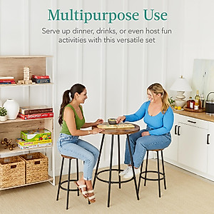 Best Choice Products Bistro Dining Set 3 Piece, Modern Round Counter Height Pub Table, Compact High Top with Bar Stools Pub Dining Set for Kitchen, Breakfast Room - Medium Brown