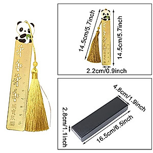 yueton Creative Classical Style Metal Bookmark Brass Ruler Bookmark Cute Panda Copper Bookmark with Beautiful Tassels for Office, School, Home, Library and Bookstore Use - with a Gift Box