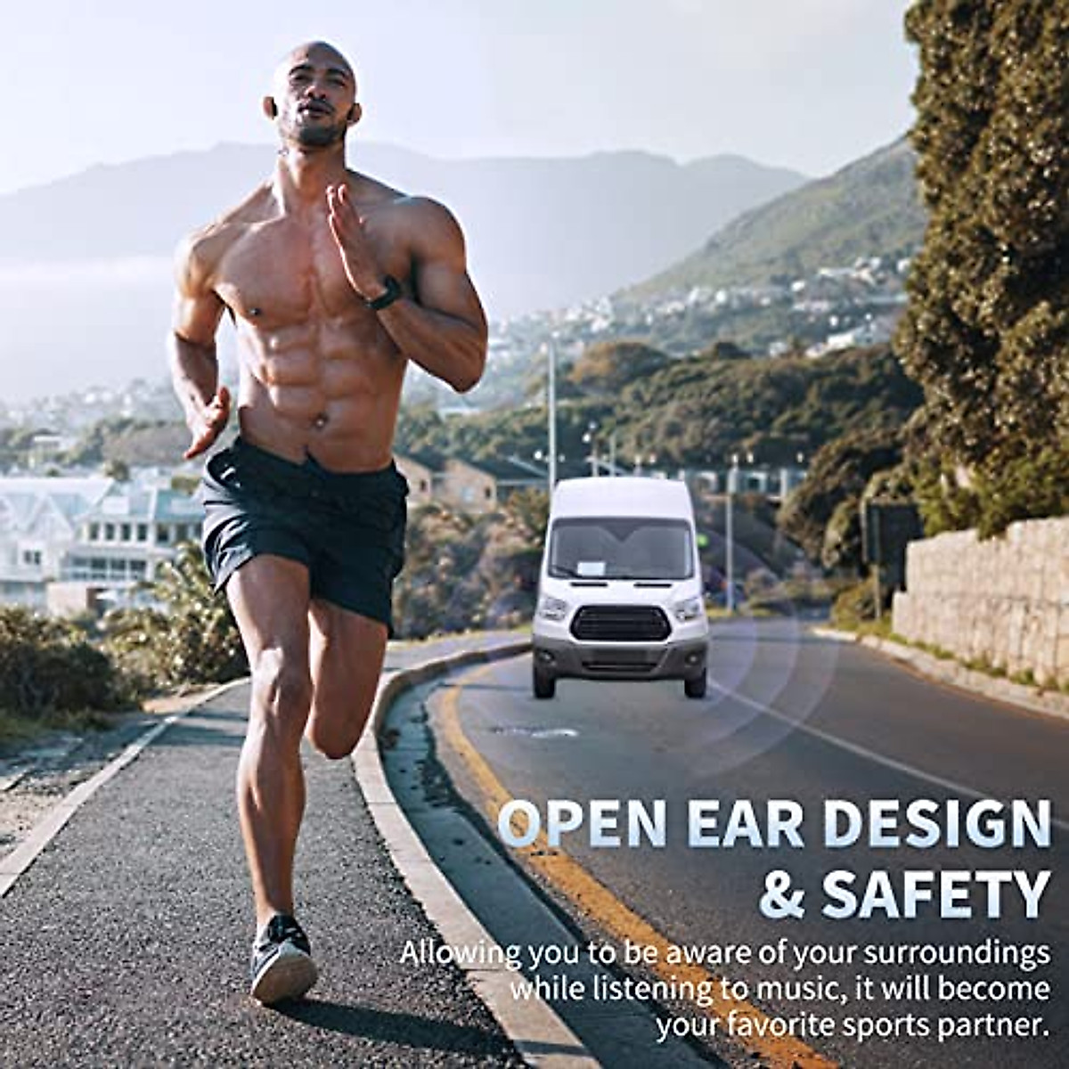 Wigfar Bone Conduction Headphones Premium Open-Ear Wireless Bluetooth Sport Headphones with Microphones, Sweatproof Waterproof Wireless Earphones for Running, Gym, Hiking, Cycling