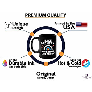 Bubble Hugs Archery Coffee Mug 11oz Black - I Like Archery More - Archery Trainer Bowfishing Deer Shooting Target Shot