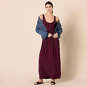 Amazon Essentials Women's Tank Waisted Maxi Dress (Available in Plus Size), Burgundy, Large