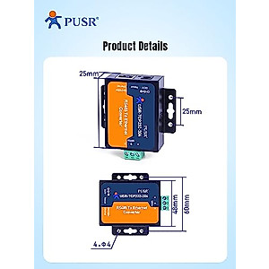 PUSR TCP232-304 RS485 to TCP/IP Converter Serial Device Server Support Modbus Gateway Built-in Webpage RS485 to Ethernet Converter